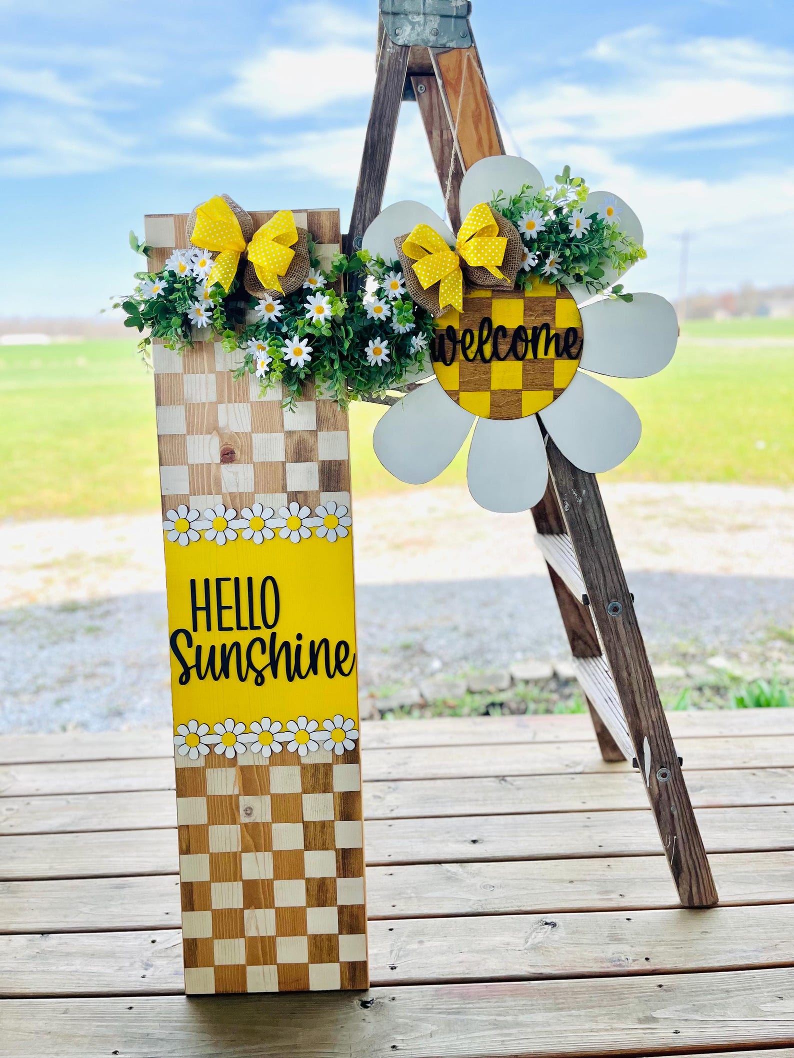 Daisy Porch Leaner | Spring Porch Leaner | Porch Leaner | Wood Porch ...