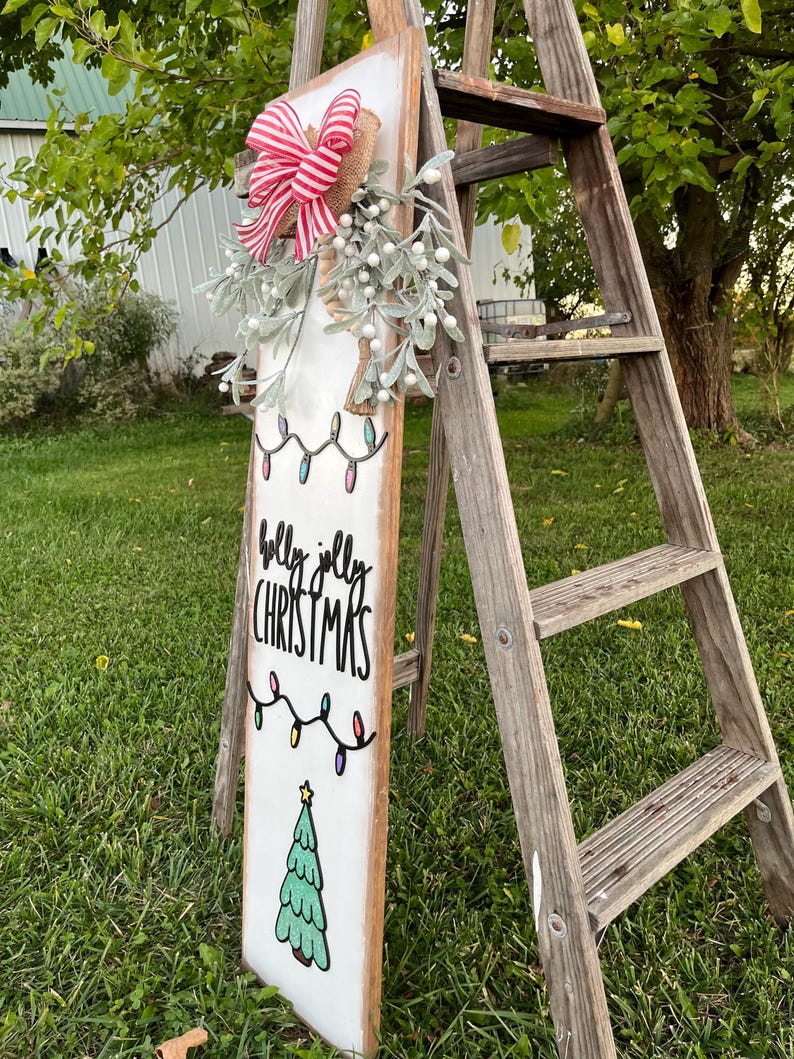 Christmas Porch Leaner | Santa Door Hanger | Santa Sign | Holly Jolly ...