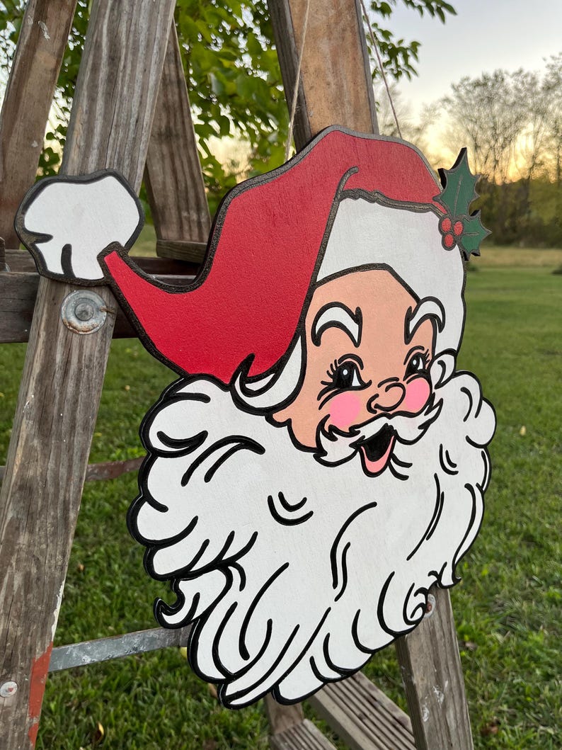 Christmas Porch Leaner | Santa Door Hanger | Santa Sign | Holly Jolly ...