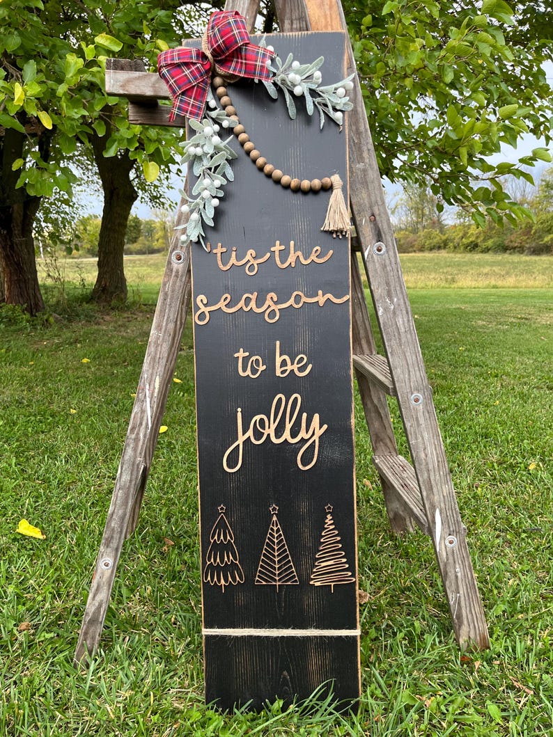 Merry Christmas Door Hanger | Merry Christmas Porch Leaner | Tis the ...