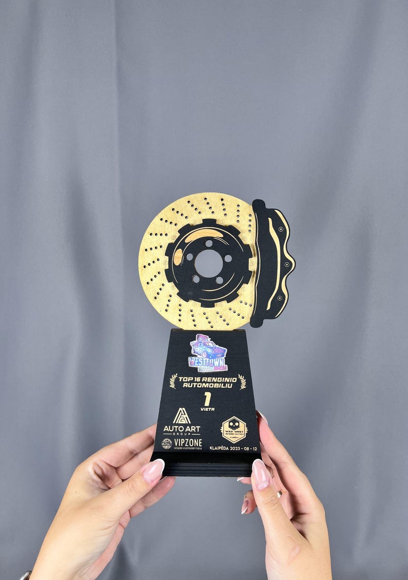 Personalized Brake Disc Trophy, Custom Wooden Car Show Award, Engraved ...