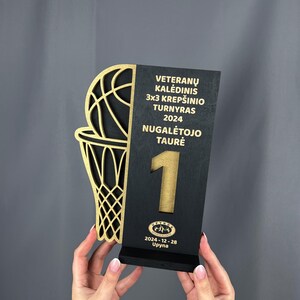 Personalised Wooden Basketball Trophy Award Personalised Bespoke Design ...