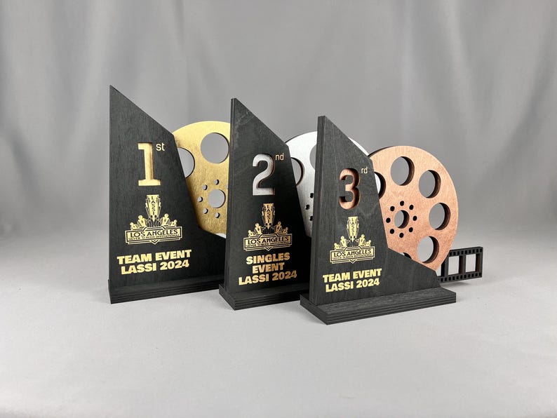 Personalised Wooden Film Festival Trophy SET Award Personalised Bespoke ...