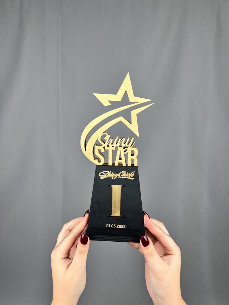 Custom Logo Trophy Laser Cut | Championship Award Personalized | Wooden ...