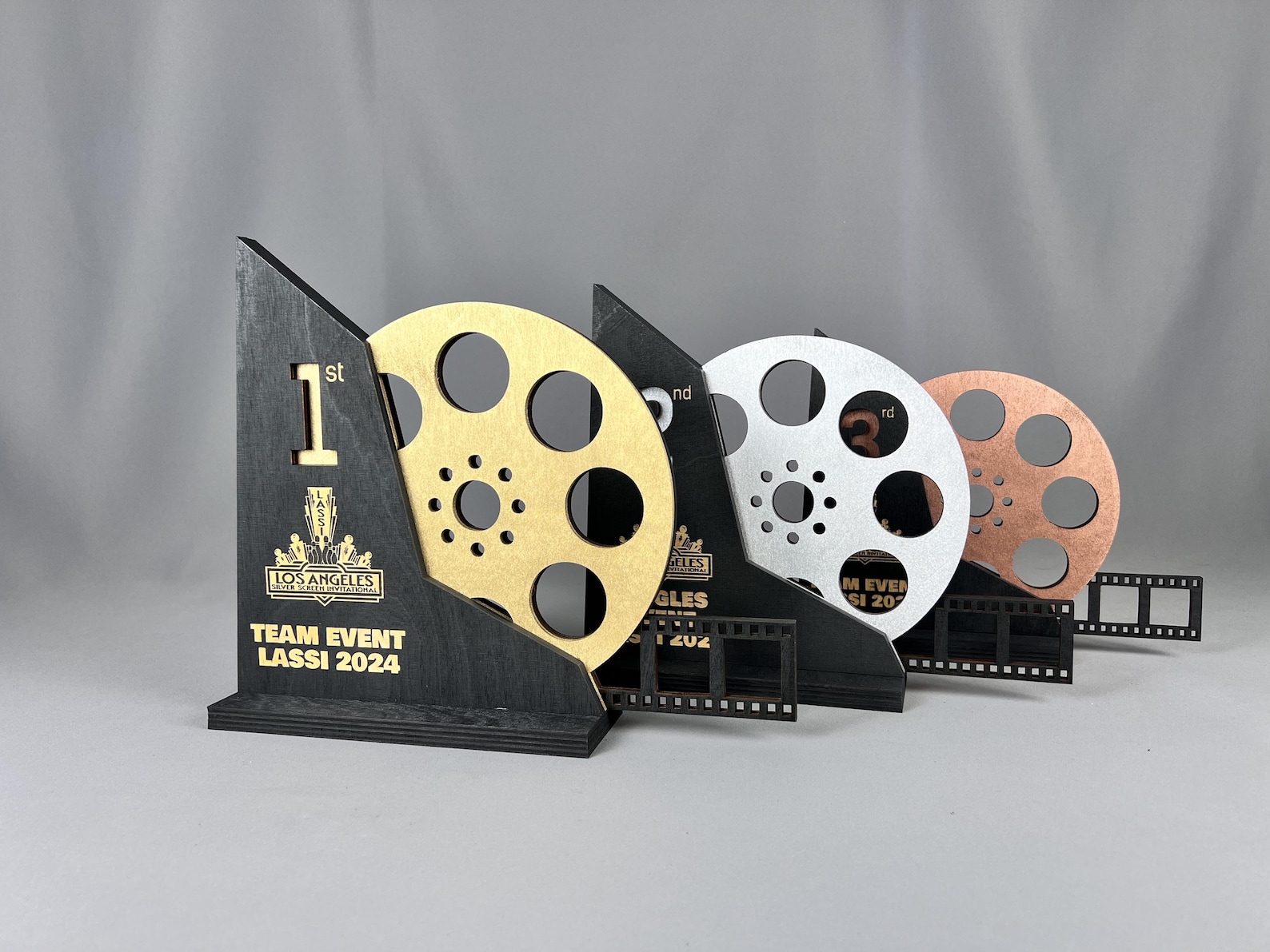 Personalised Wooden Film Festival Trophy SET Award Personalised Bespoke ...