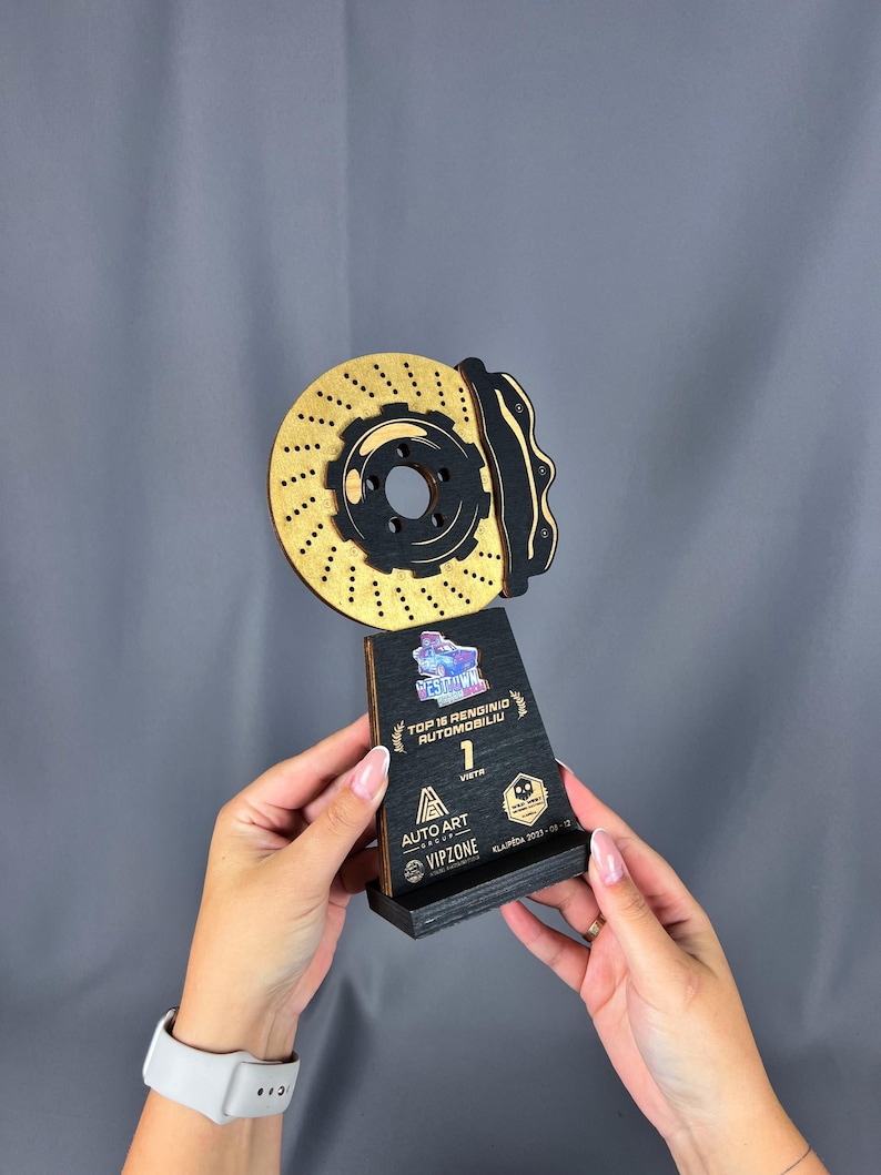 Personalized Brake Disc Trophy, Custom Wooden Car Show Award, Engraved ...