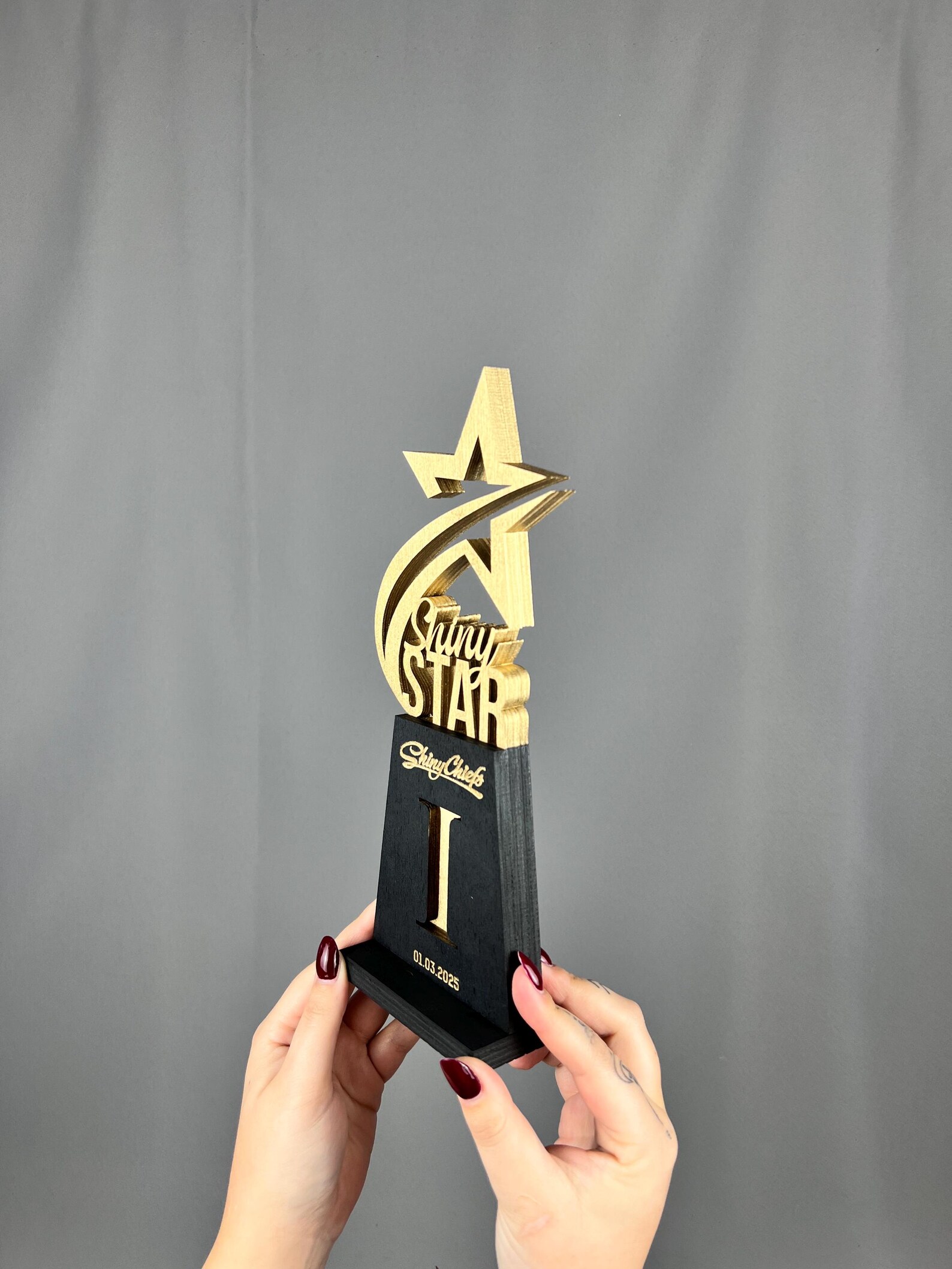 Custom Logo Trophy Laser Cut | Championship Award Personalized | Wooden ...