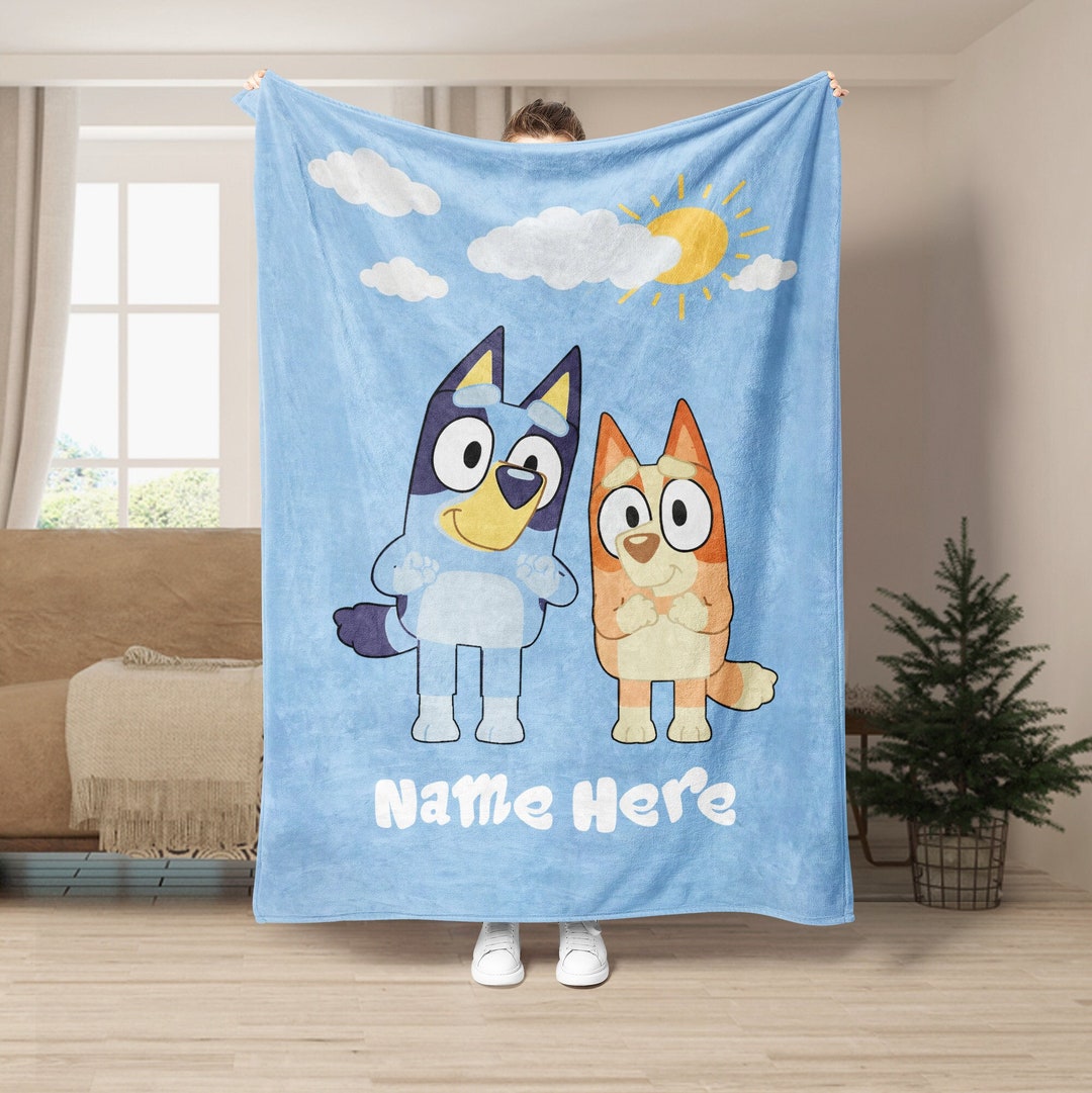 Personalized Bluey Blanket, Bluey Family Soft Cozy Sherpa Fleece Throw ...
