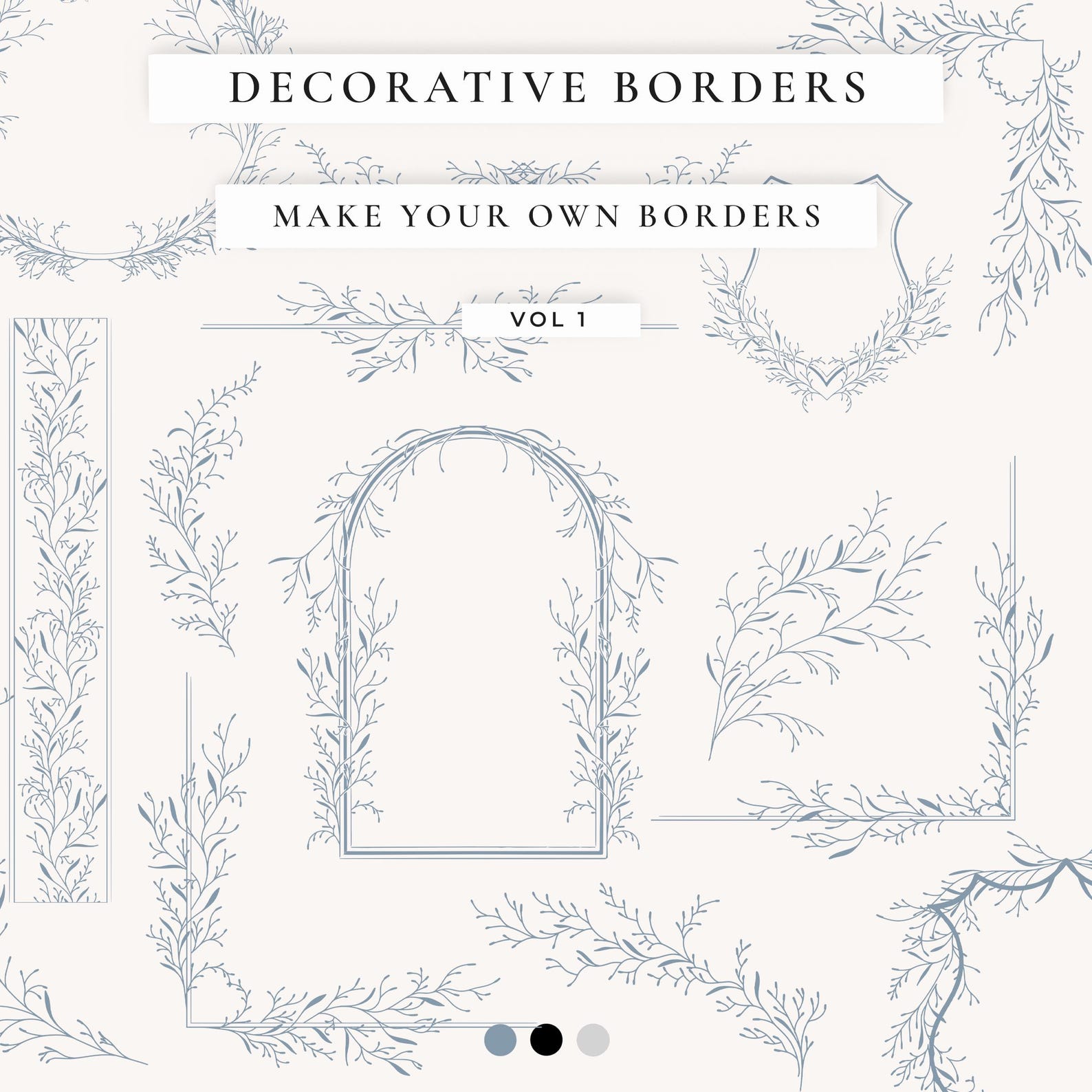 Decorative Borders and Frames Set, Line Art Elements, (PNG and SVG ...