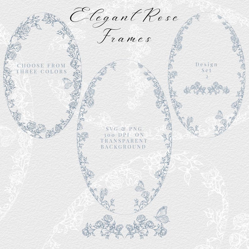 Oval Wedding Floral Frame, Elegant Wedding Frame, Wedding Invitation ...