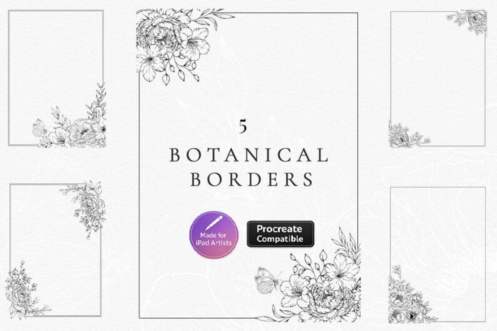 Procreate Botanical Line Art Stamps, Hand Drawn Floral Invitation ...