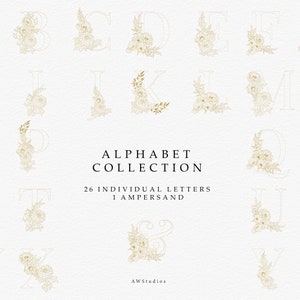 Floral Alphabet Letters, Complete Alphabet Set, Floral Clip Art, Floral ...
