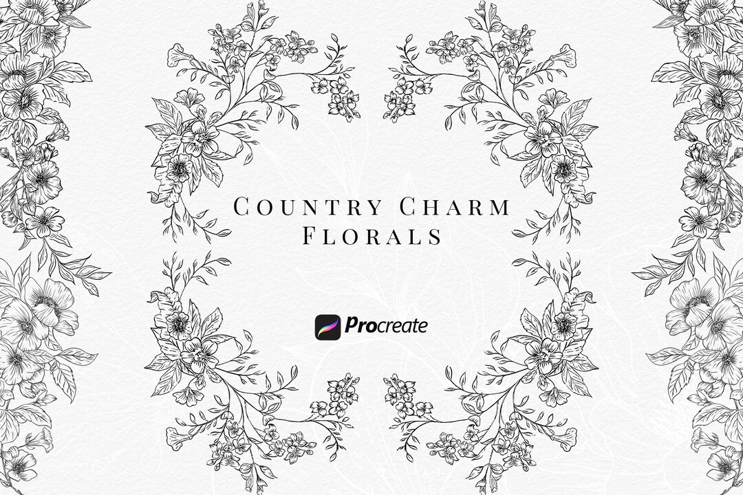 Procreate Floral Line Art, Procreate Flower Stamps, Procreate Brushes ...