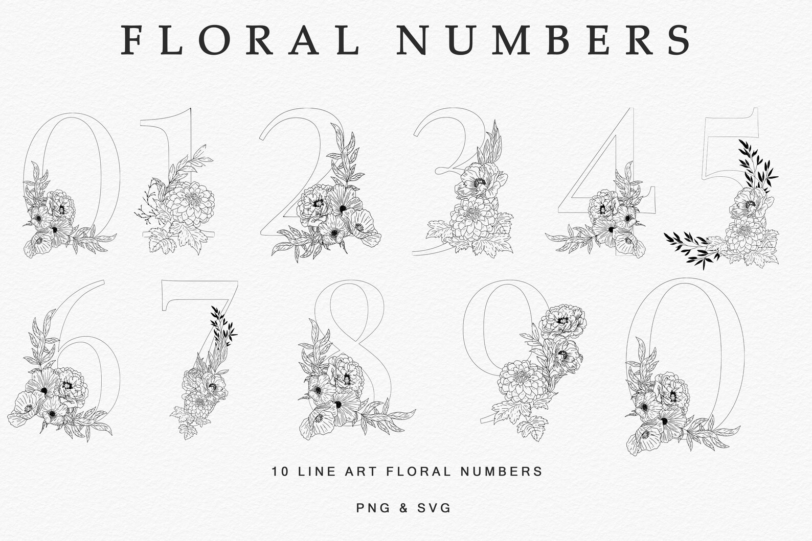 Floral Alphabet Letters and Numbers: SVG PNG Clip Art (digital Download ...