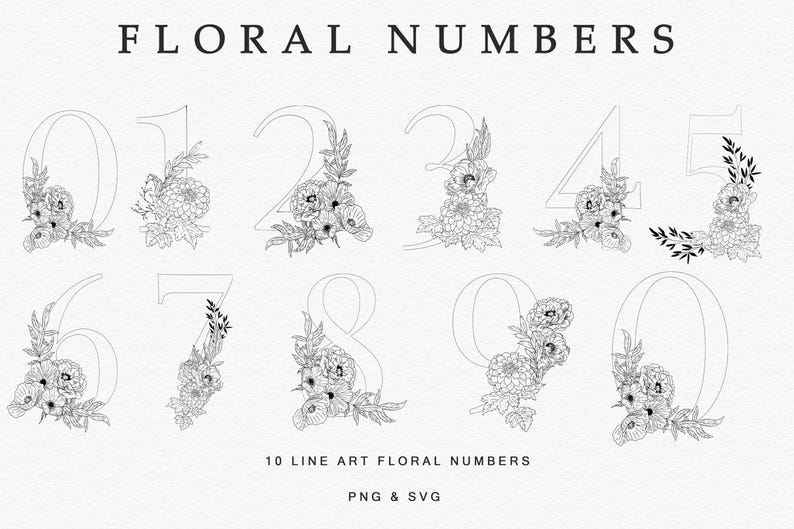 Floral Alphabet Letters and Numbers: SVG PNG Clip Art (digital Download ...