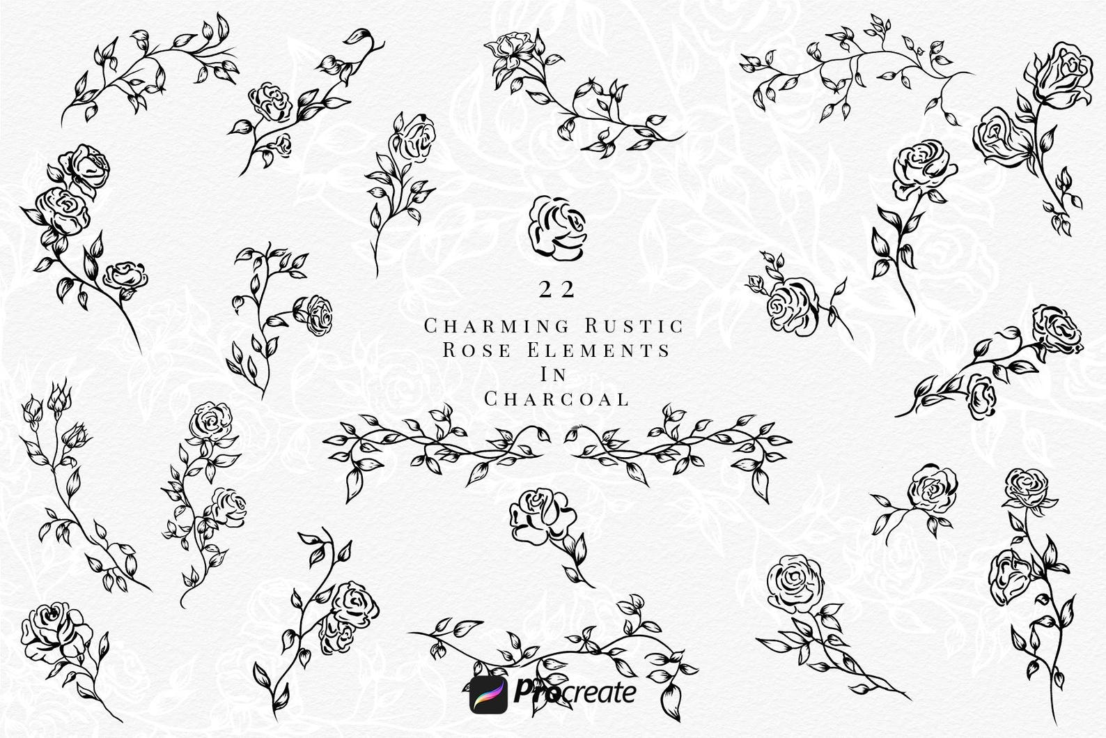 Procreate Rustic Roses, Procreate Floral Clipart, Procreate Roses Line ...
