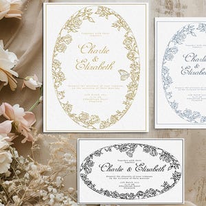 Oval Wedding Floral Frame, Elegant Wedding Frame, Wedding Invitation ...