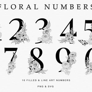 Floral Alphabet Letters and Numbers: SVG PNG Clip Art (digital Download ...