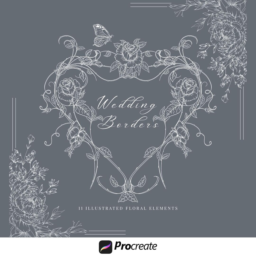 Procreate Wedding Borders, Procreate Invitation, Wedding Invites, Rose ...