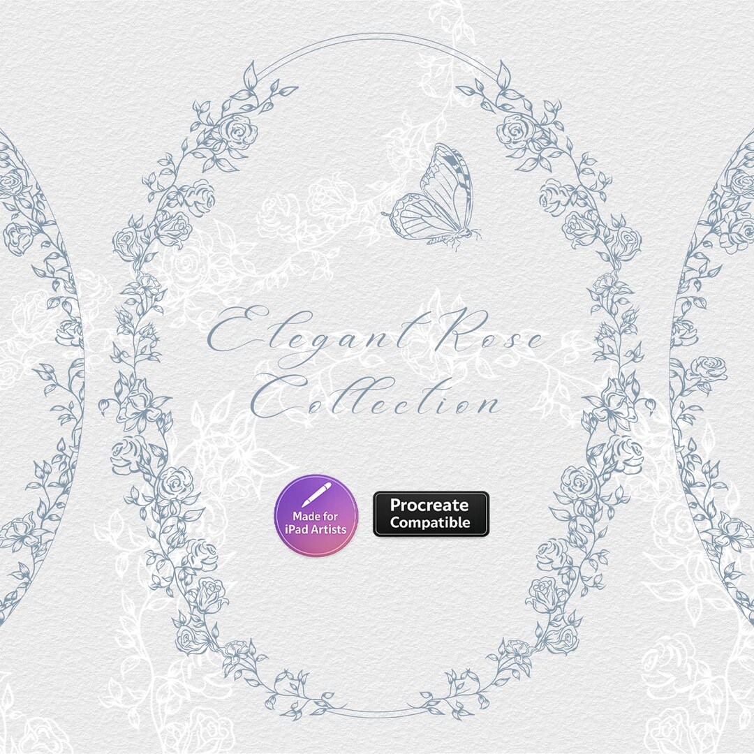 Procreate Rose Stamps, Hand Drawn Fine Line Floral Brushes for iPad - Etsy