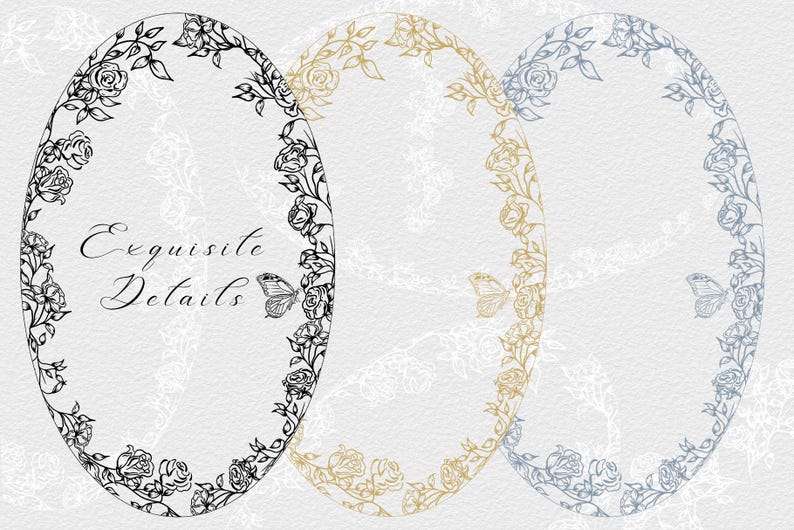 Oval Wedding Floral Frame, Elegant Wedding Frame, Wedding Invitation ...