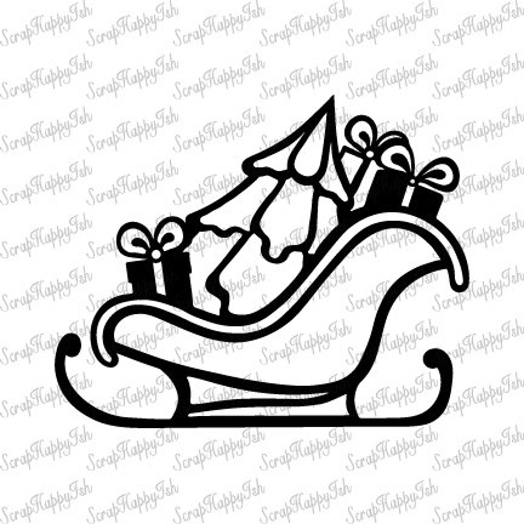 Santa Sled SVG - Christmas Sleigh Clip Art Cut File Eps Dxf Png Jpg ...