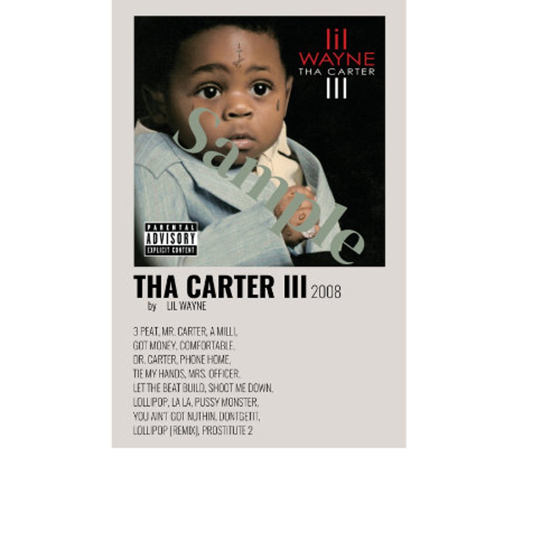 Lil Wayne Tha Carter III Album Cover Digital Print - Etsy