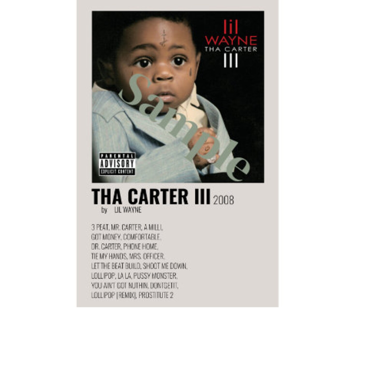 Lil Wayne Tha Carter III Album Cover Digital Print - Etsy