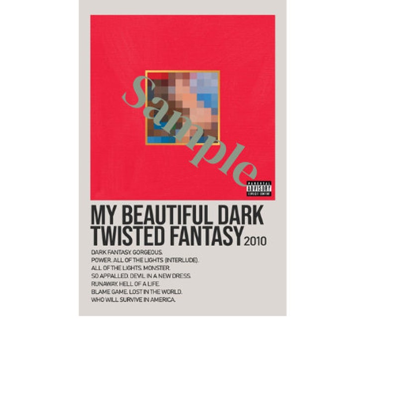 Kanye West My Beautiful Dark Twisted Fantasy Album Cover Etsy
