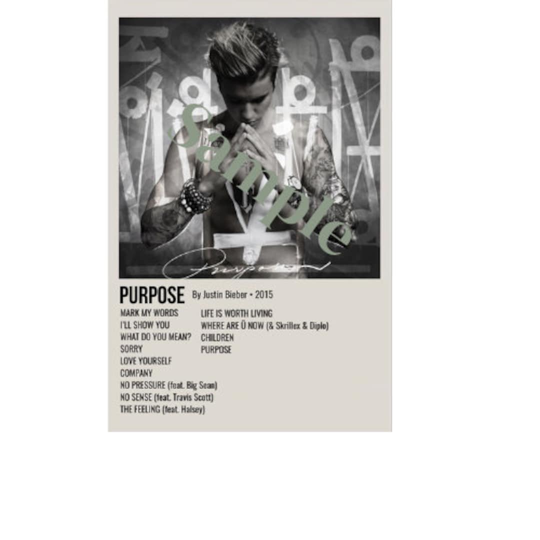 Justin Bieber Purpose Album Cover - Etsy