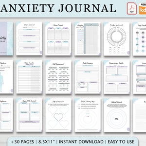 Anxiety Journal Printable, Self-care Workbook for Anxiety, Mental ...