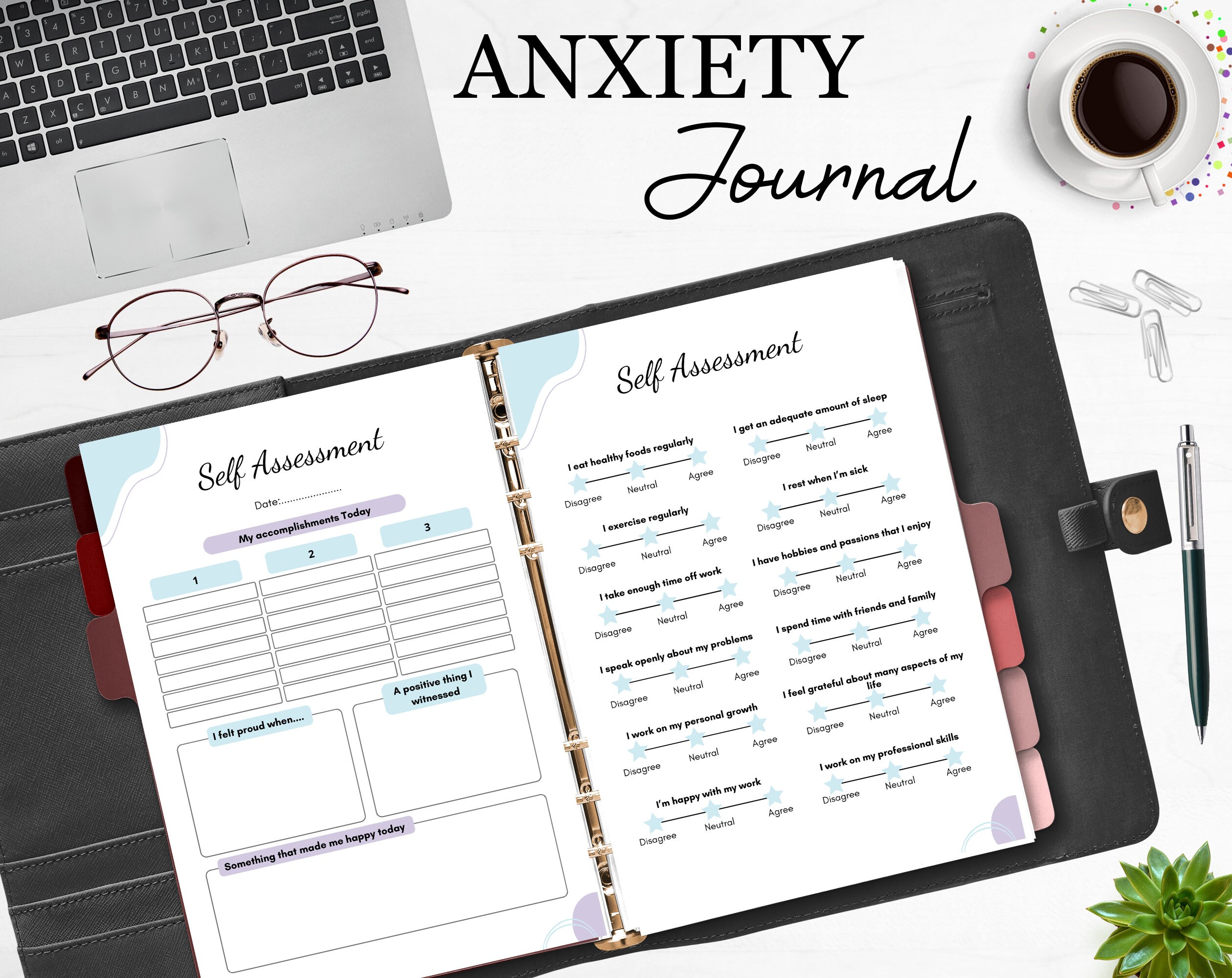 Anxiety Journal Printable, Self-care Workbook for Anxiety, Mental ...