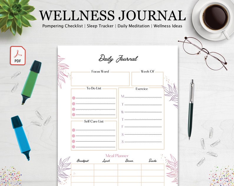 The Ultimate Wellness Journal, Printable Wellness Journal, Digital ...