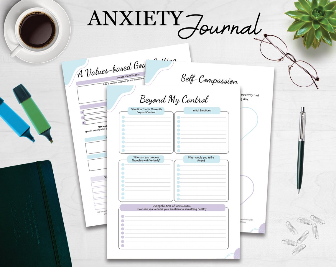 Anxiety Journal Printable, Self-care Workbook for Anxiety, Mental ...
