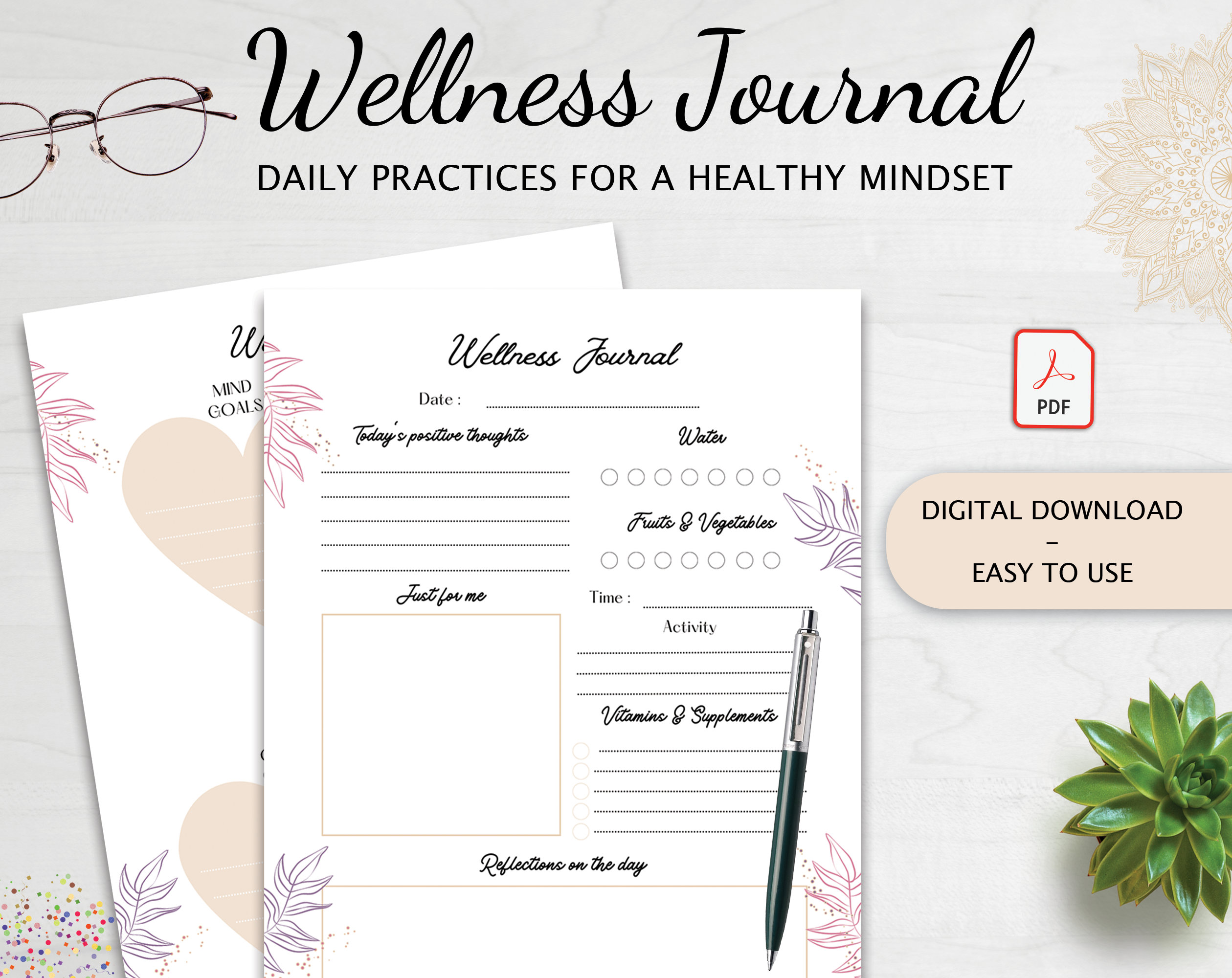 The Ultimate Wellness Journal, Printable Wellness Journal, Digital ...