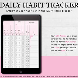 Habit Tracker Spreadsheet Template for Google Sheets, 2024 Habit ...