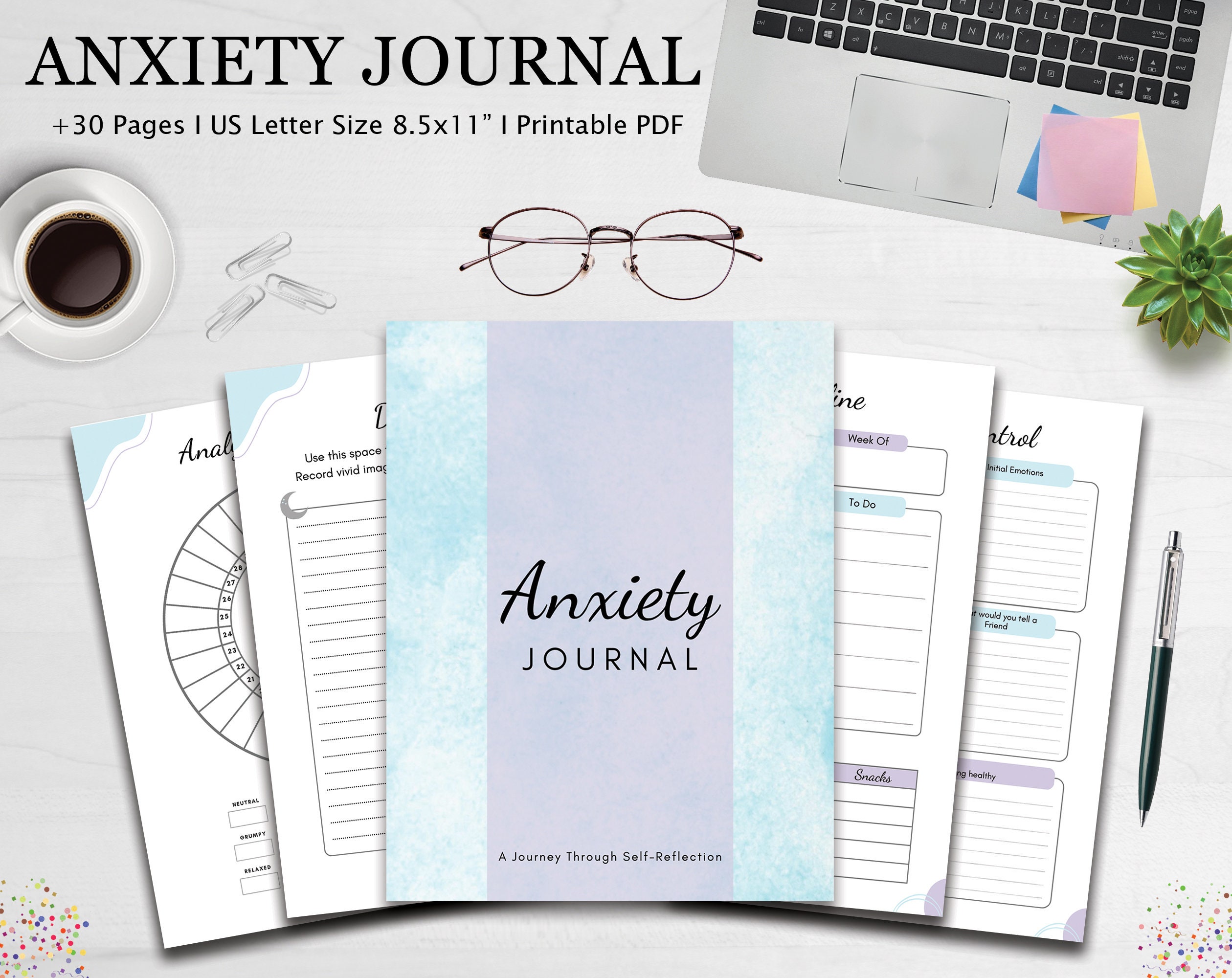 Anxiety Journal Printable, Self-care Workbook for Anxiety, Mental ...