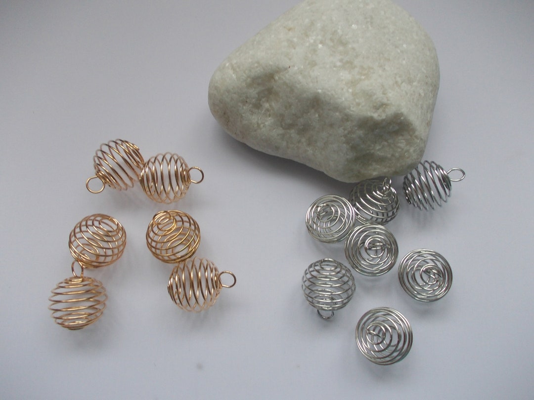 Pack of Wire Bead Cages, ,21mm Diameter, Choose Silver, Gold Colour ...