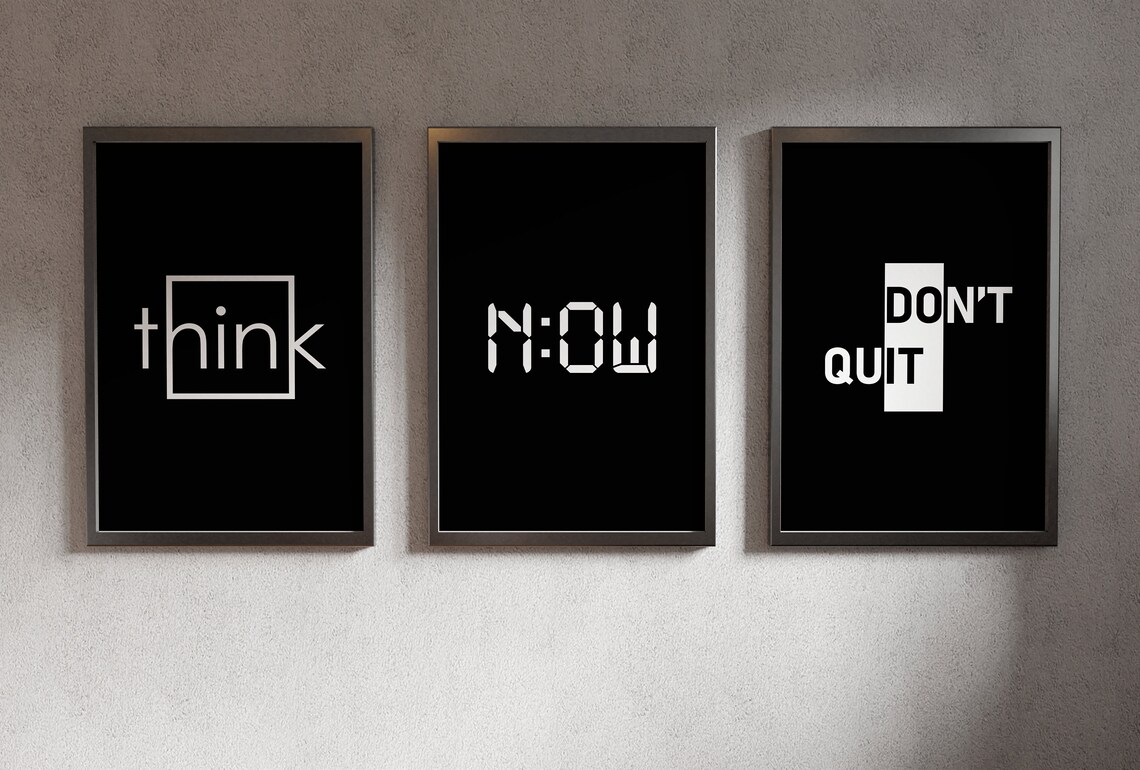 Think Now Don't Quit Print Set Motivational Message - Etsy