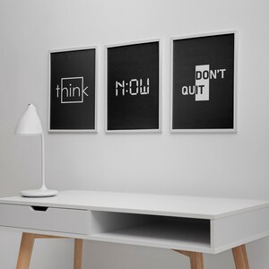 Think Now Don't Quit Print Set Motivational Message - Etsy