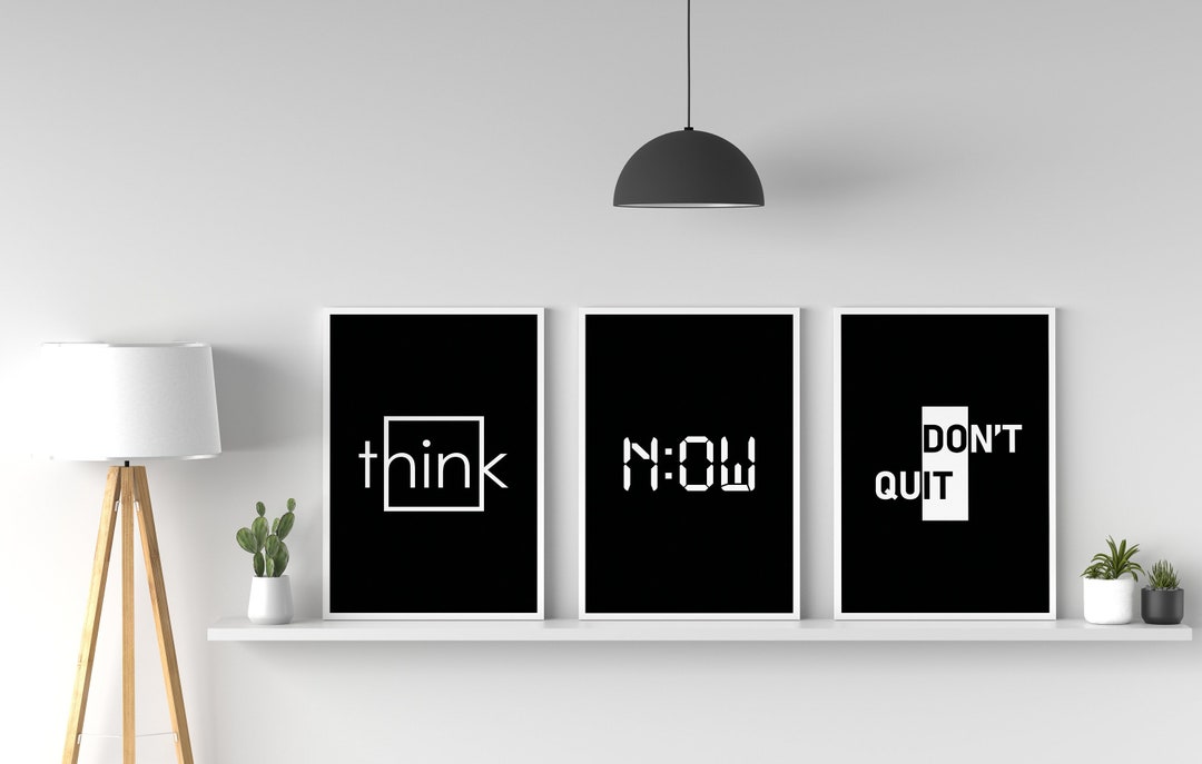 Think Now Don't Quit Print Set Motivational Message - Etsy
