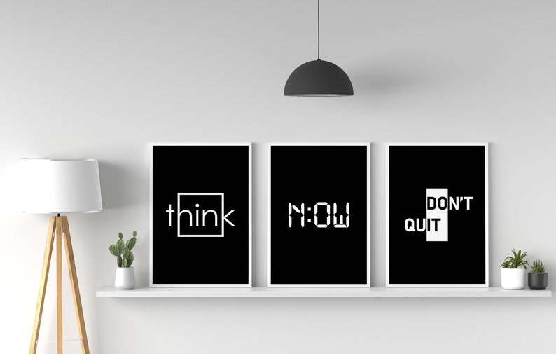 Think Now Don't Quit Print Set Motivational Message - Etsy