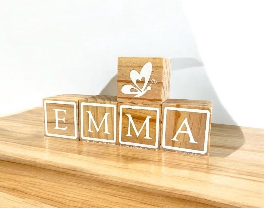 Personalized Wooden Name Cubes - Baby Room Decoration - Original Birth ...