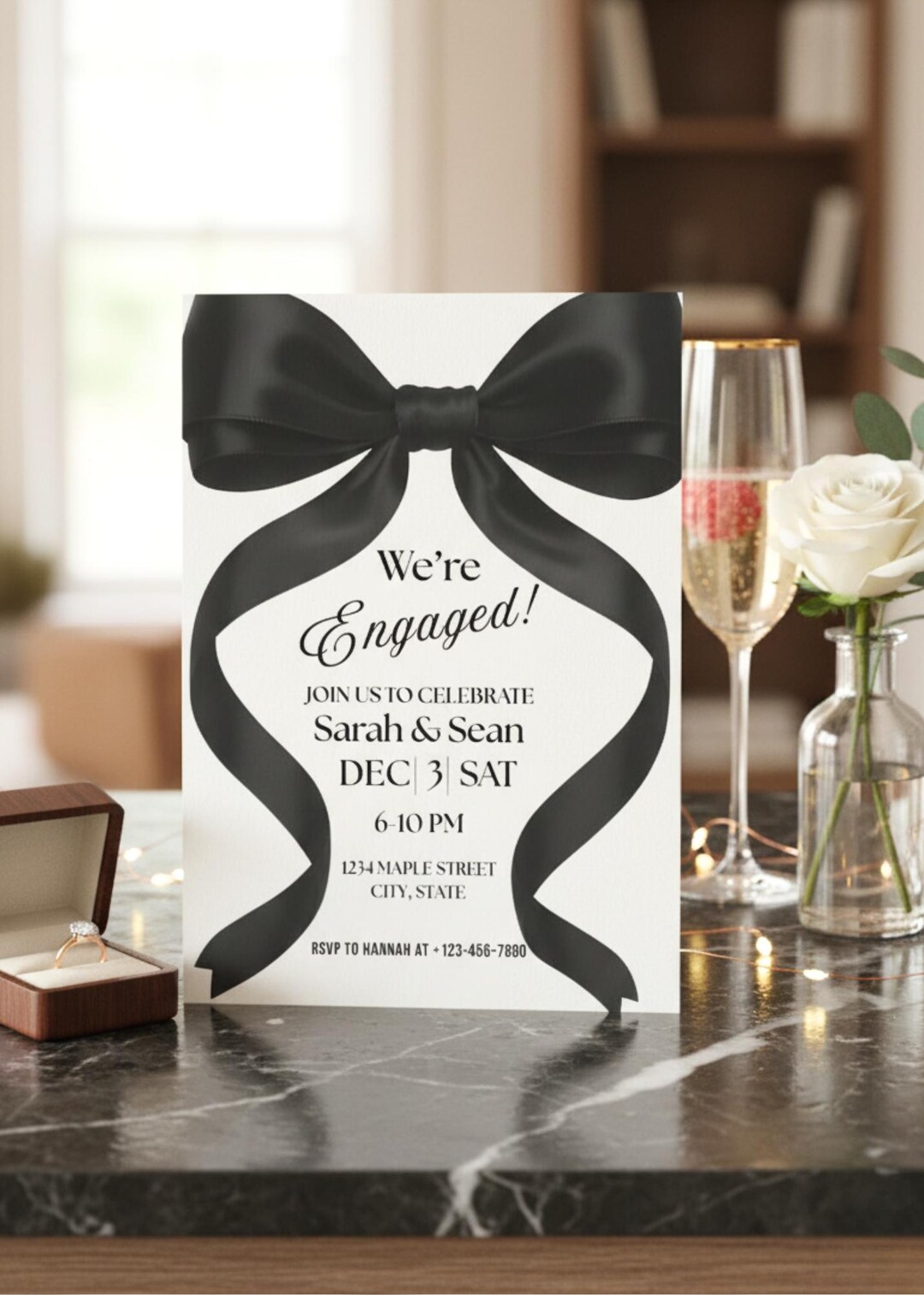 Elegant We're Engaged Announcement Photo Engagement Party Invitation ...