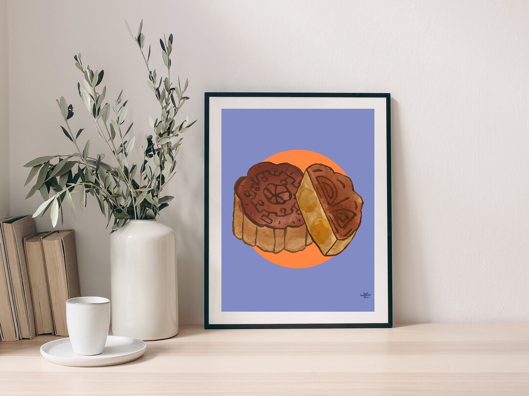 Mooncake Wall Poster Colourful Food Print Wall Art Mid-autumn Festival ...