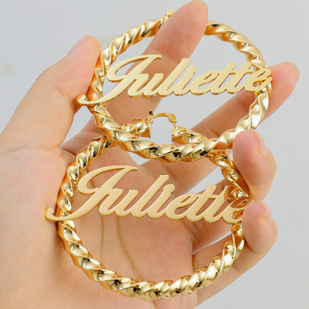 Custom Name Earring,custom Hoop Earrings, Name Twist Hoops ...