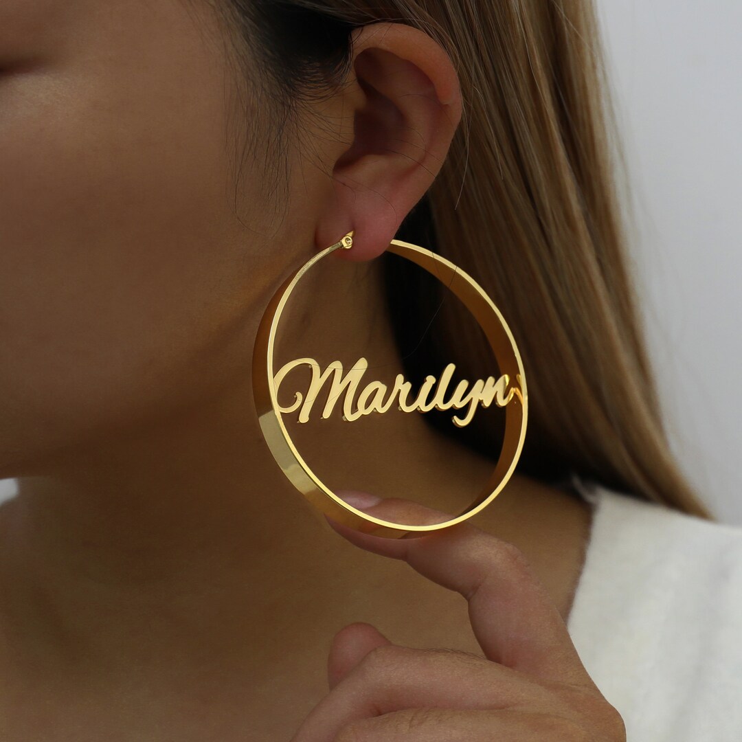 Custom Hoop Earring, Letter Hoop Earrings, Personalized Name Earrings ...