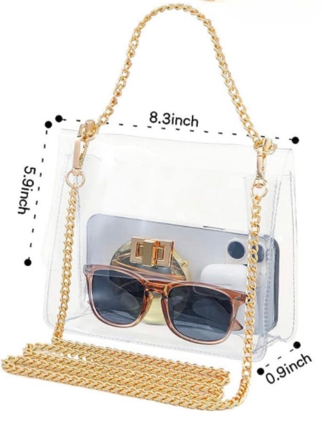 Clear Gold Chain Crossbody Purse - Etsy
