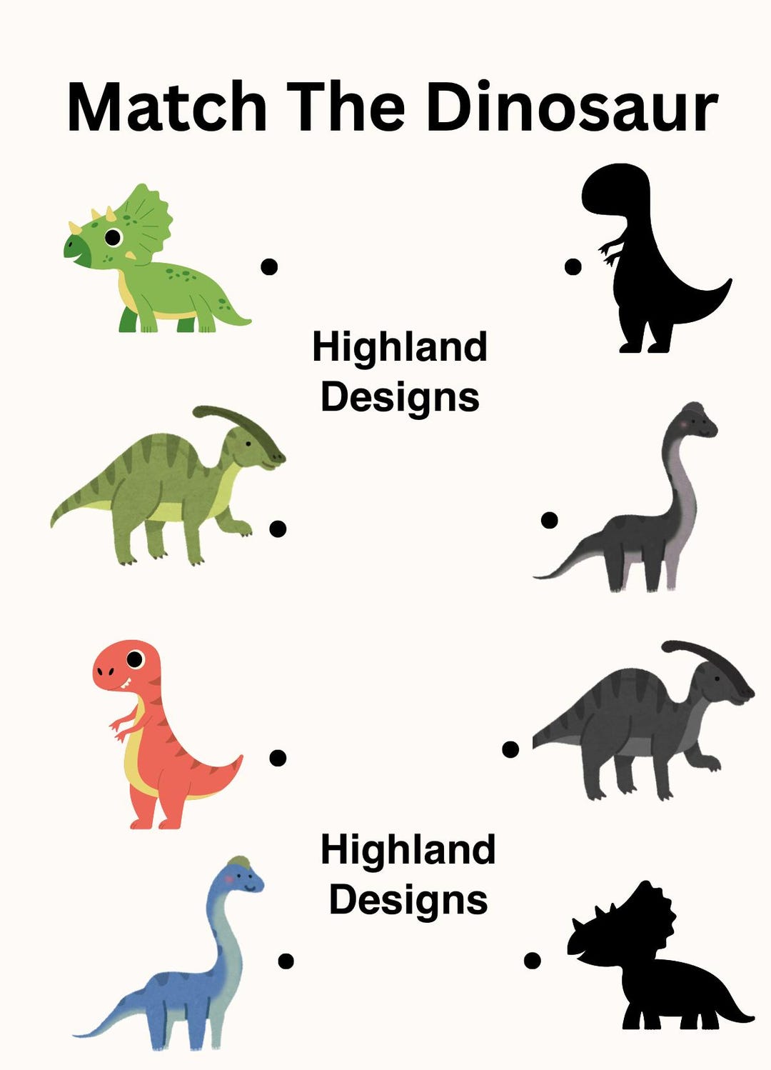 Educational Match the Dinosaur - Etsy