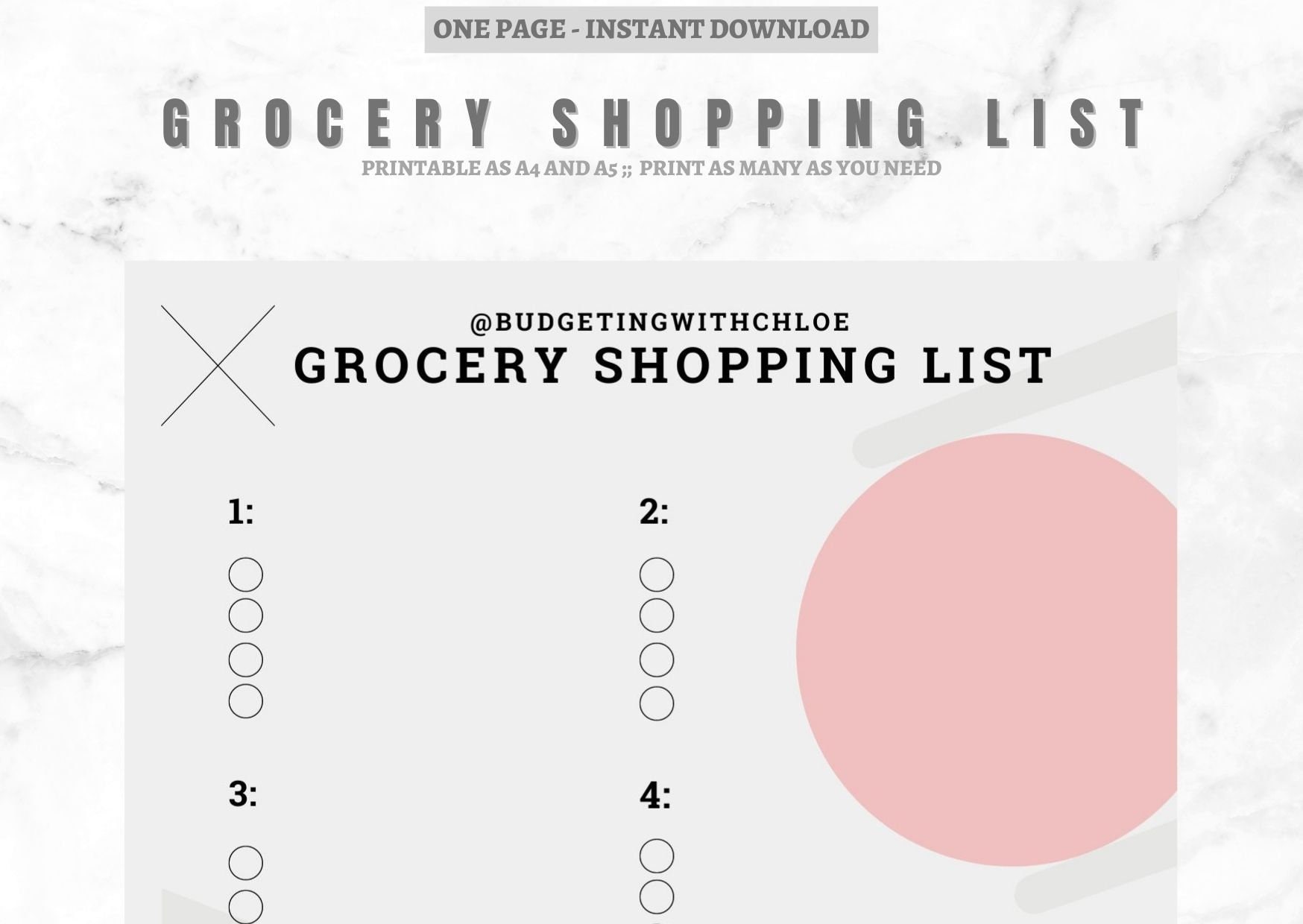 Daily Weekly Shopping List Printable / Print Version / Grocery Shopping ...